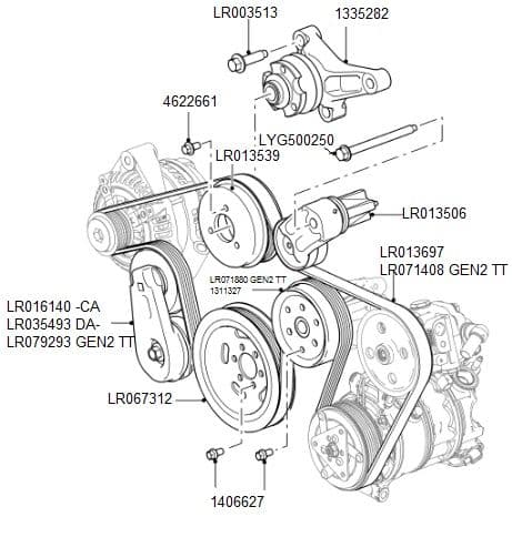 Auxiliary Drive Belt & Tensioners Discovery 4 & RRS L320