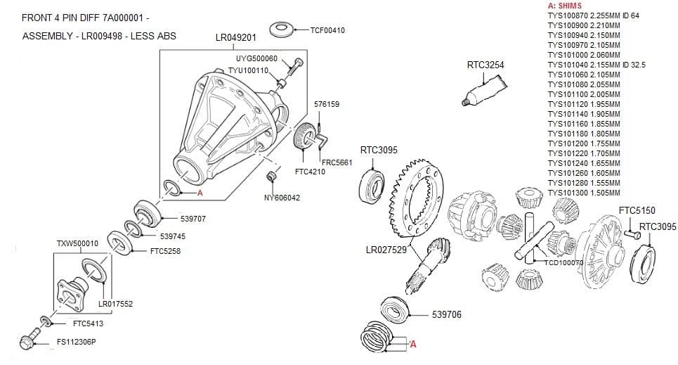 FRONT 4 PIN DIFFERENTIAL FROM VIN 7A000001