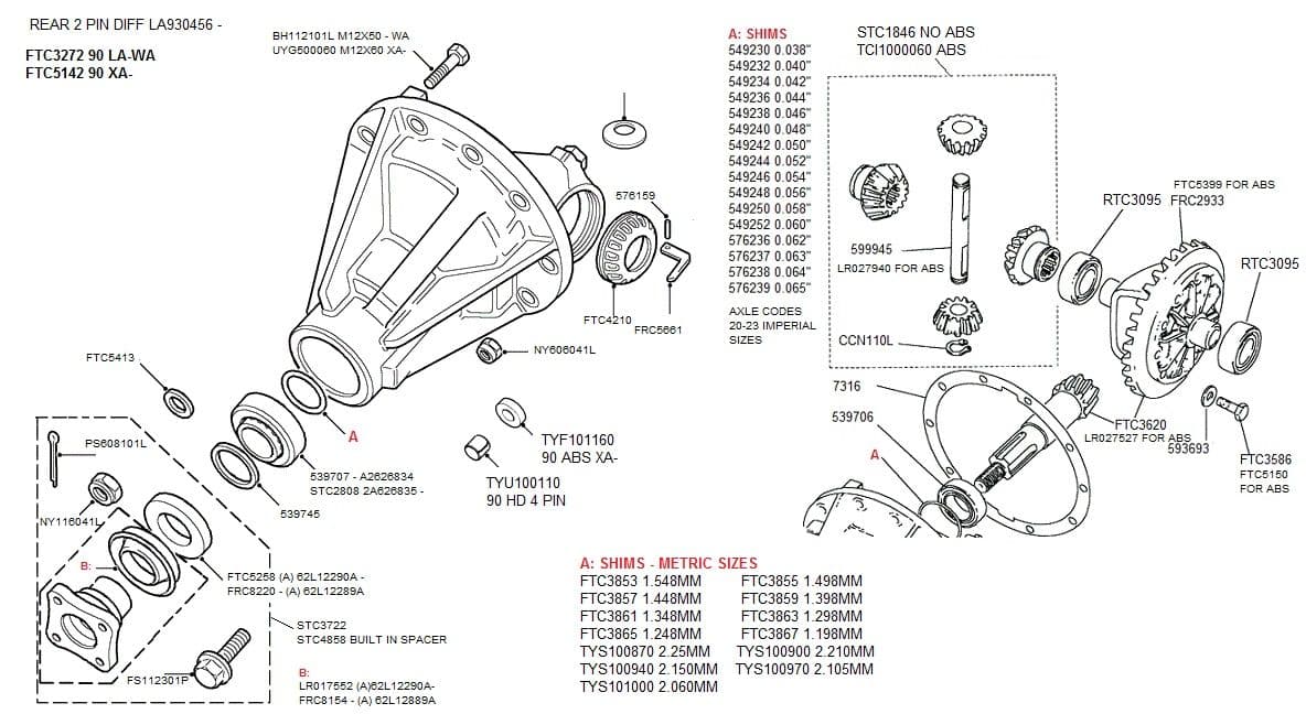 REAR 2 PIN DIFFERENTIAL VIN LA390456 TO 6A999999