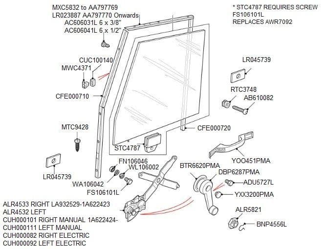 Window Lifter VIN LA932529 onwards