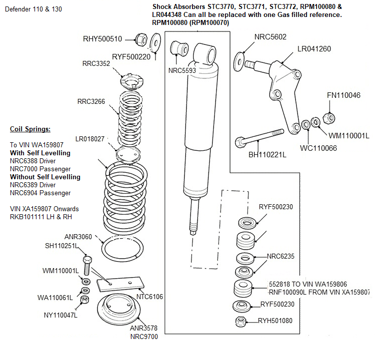 Rear Shock Absorbers & Springs 110 & 130 Models