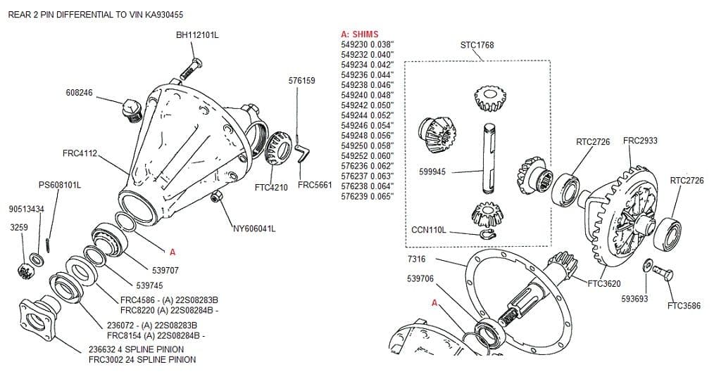 REAR 2 PIN DIFFERENTIAL TO VIN KA930455