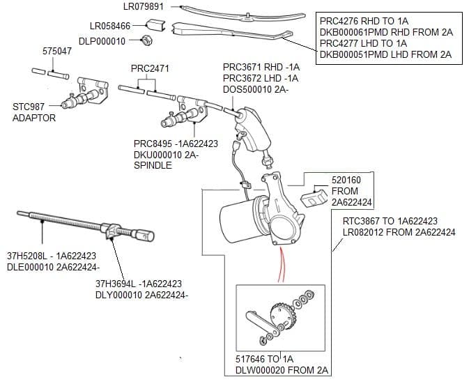 Front Wiper Motor Linkages Blades & Arms